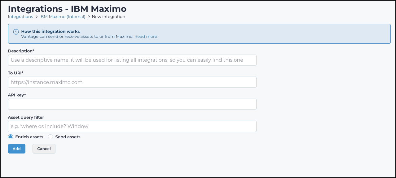 Configure the IBM Maximo integration