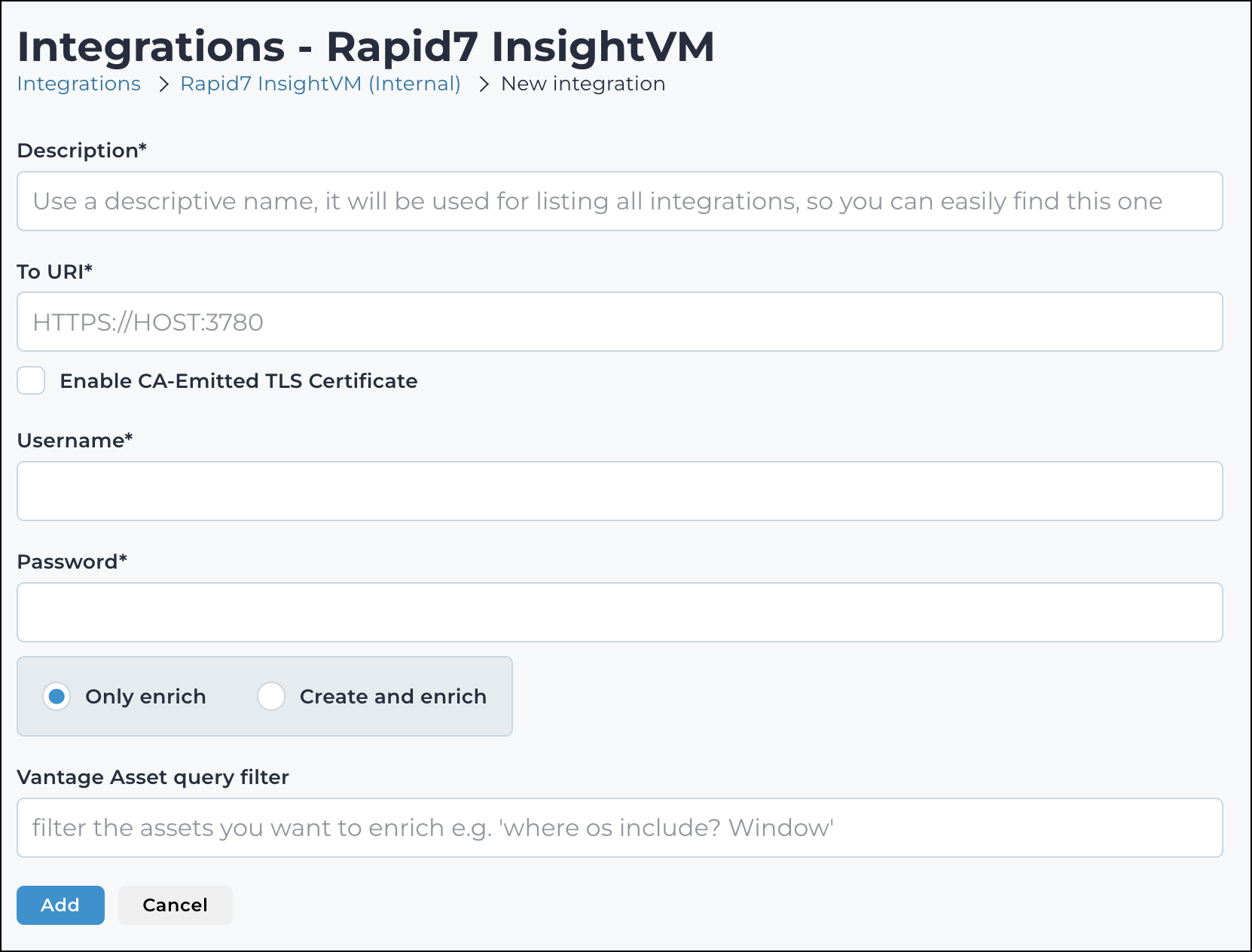 Configure the Rapid7 InsightVM integration